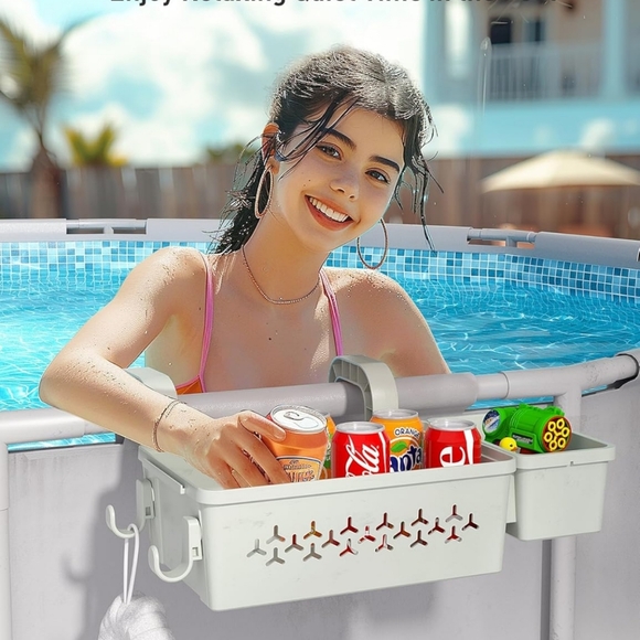 POOL HACKER | Storage & Organization | Swimming Pool Storage Basket With Pool Cup Holder | Poshmark